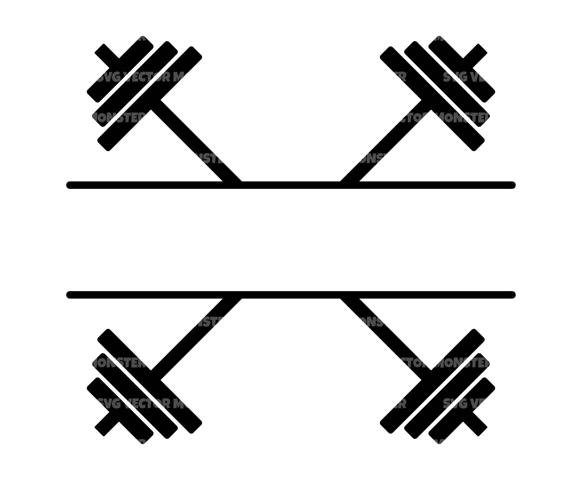 Barbell Split Name Frame Svg Barbell Monogram Bodybuilding - Etsy