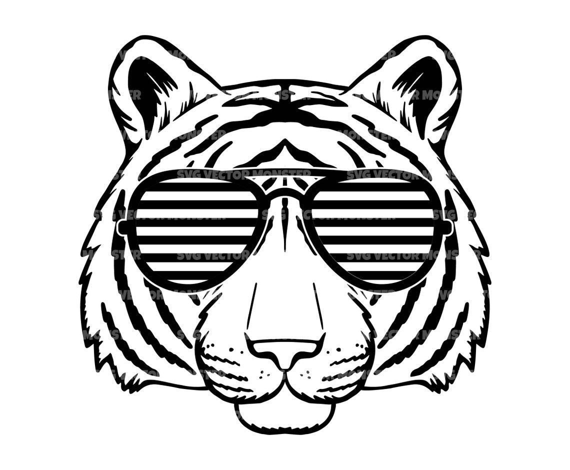Tiger With Party Sunglasses Svg Tiger Svg Wildcat Svg. - Etsy