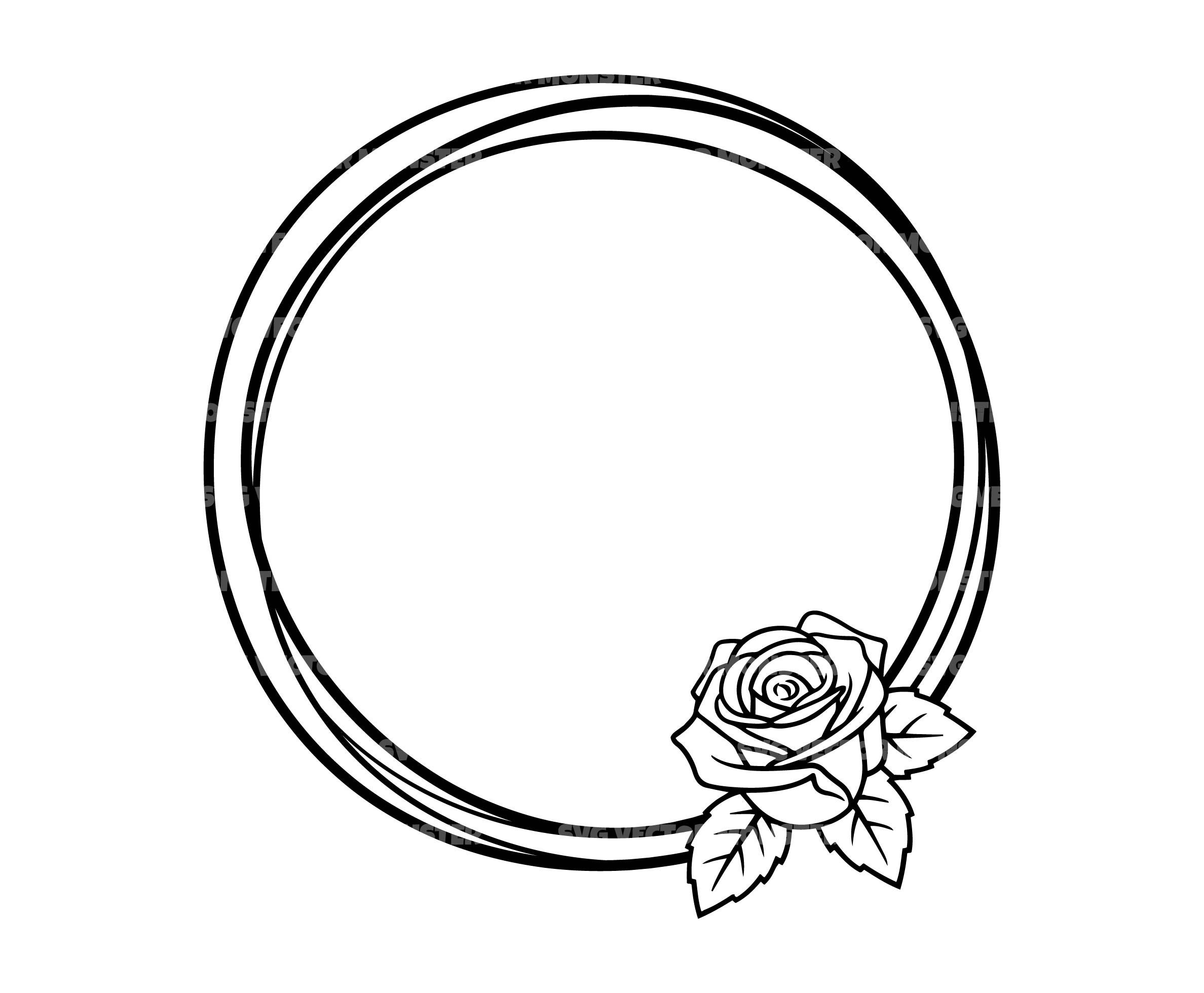 Rose Circle Frame Rose Monogram Svg Floral Frame Svg. Vector | Etsy UK