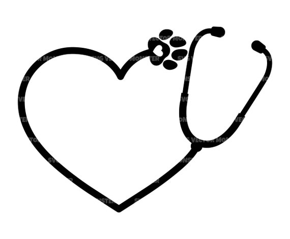 Veterinarian Stethoscope Svg Heart Paw Print Svg Animal | Etsy