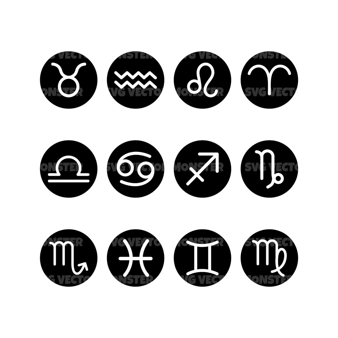 Zodiac Signs Svg, Horoscope Svg, Cut File for Cricut, Silhouette, Pdf ...