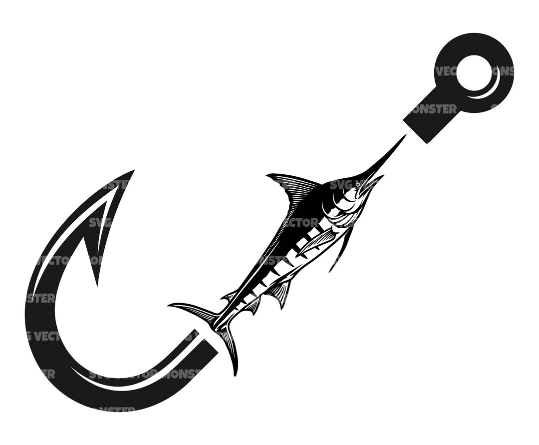 Swordfish Svg, Fish Hook Svg, Bass Fish Svg, Fisherman Svg. Vector Cut ...