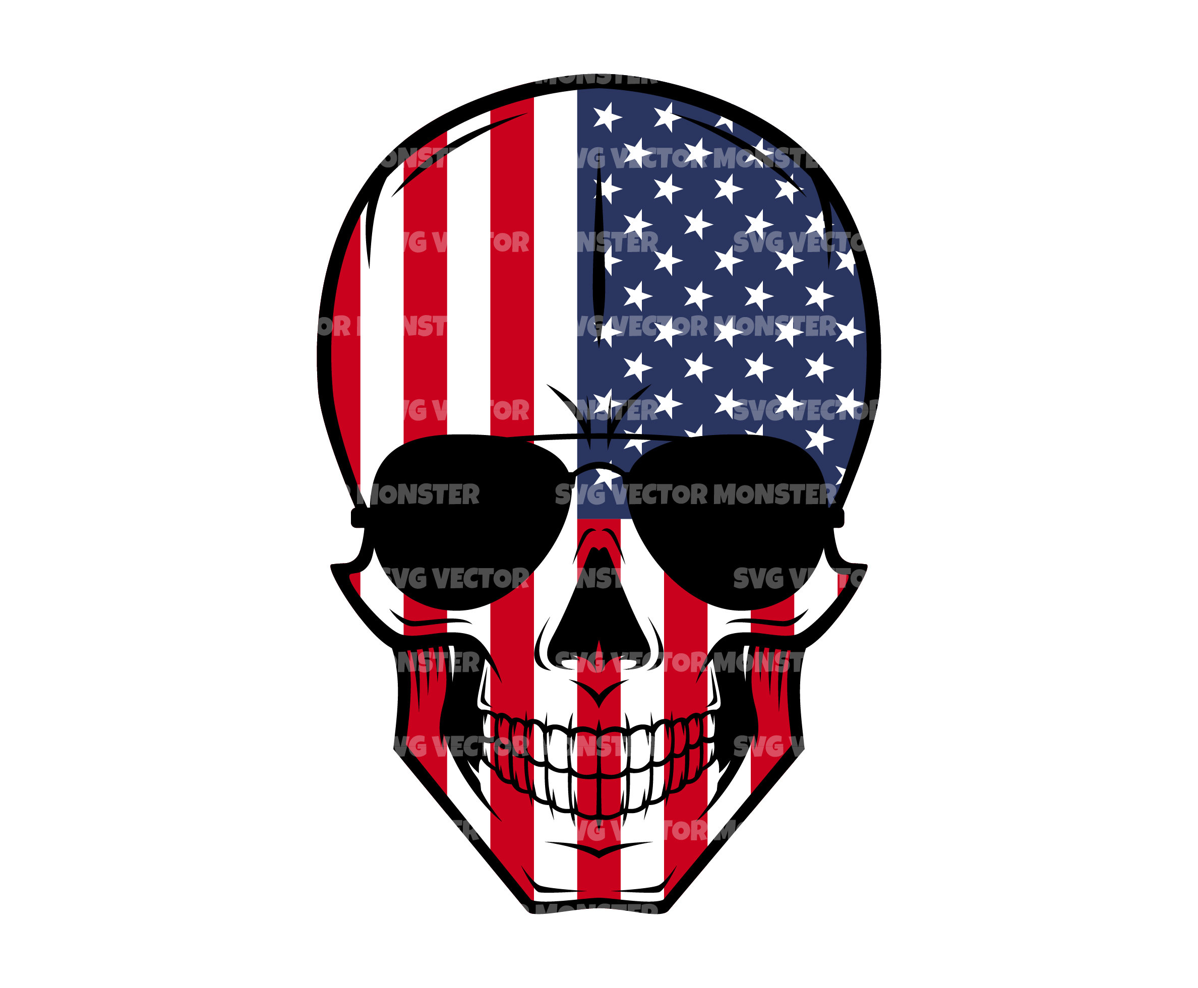 American Flag Svg on Skull Svg USA Flag Svg. Vector Cut file | Etsy