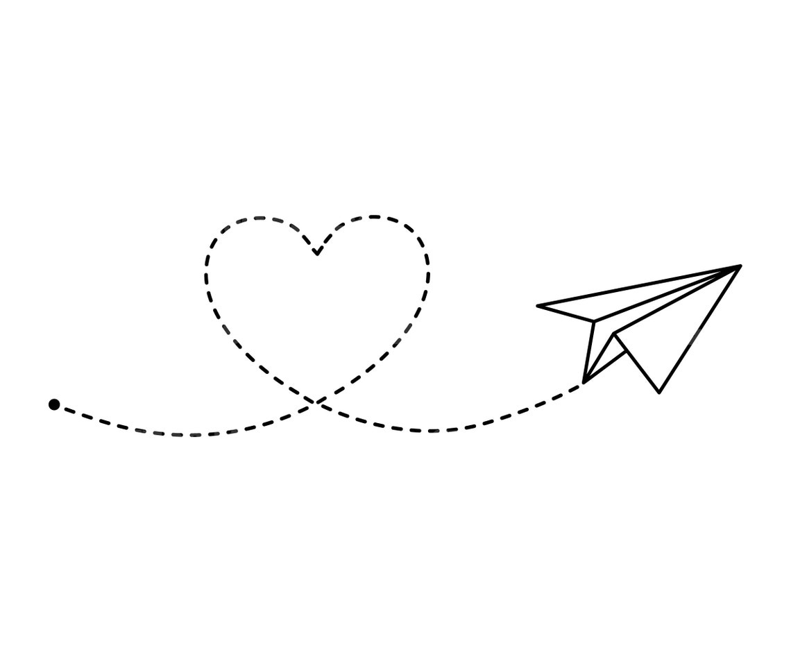 Paper Plane Heart Route Svg Dashed Lines Love Trip Travel. - Etsy