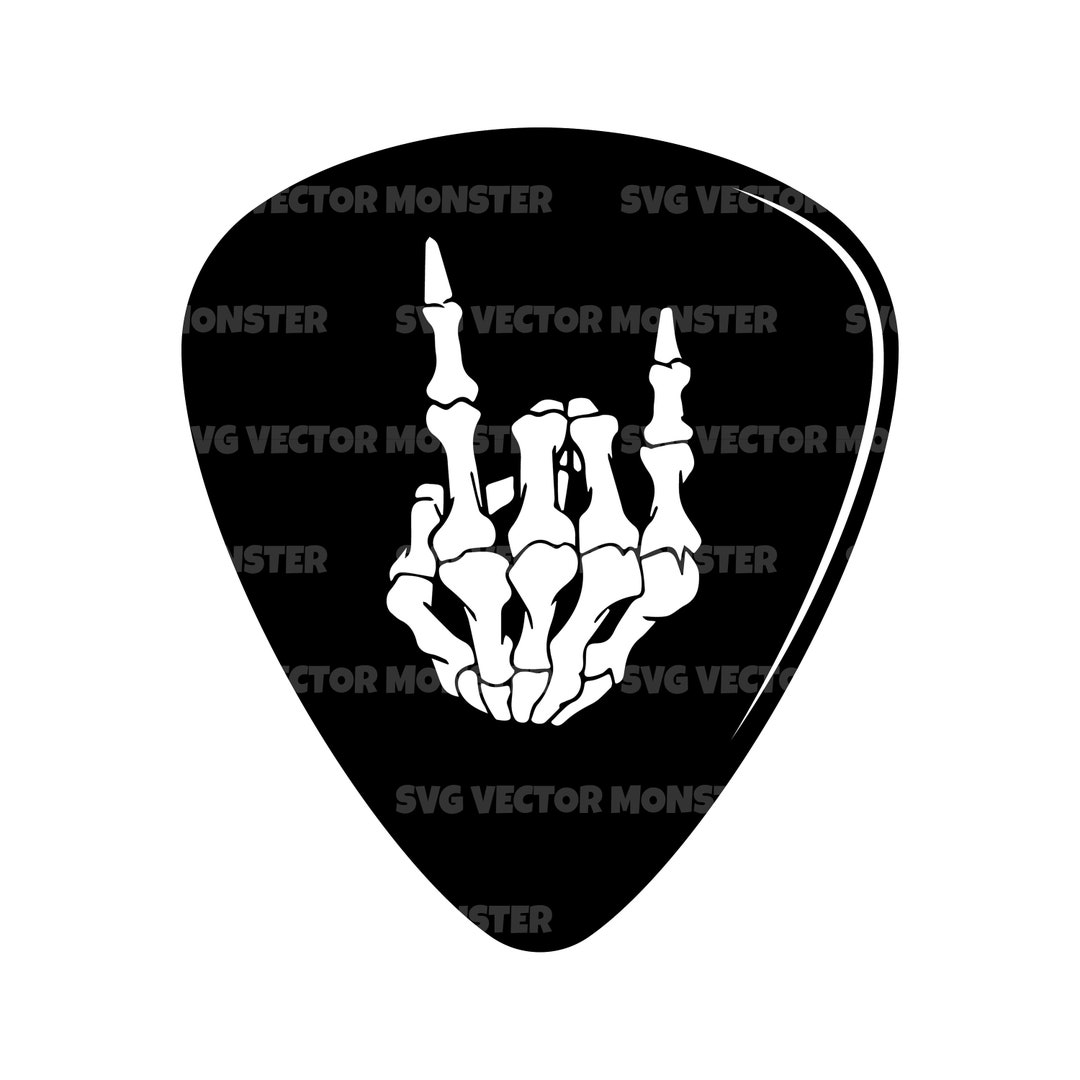 Skeleton Hand Rock Horns on Guitar Pick Svg, Devil Horns. Vector Cut ...
