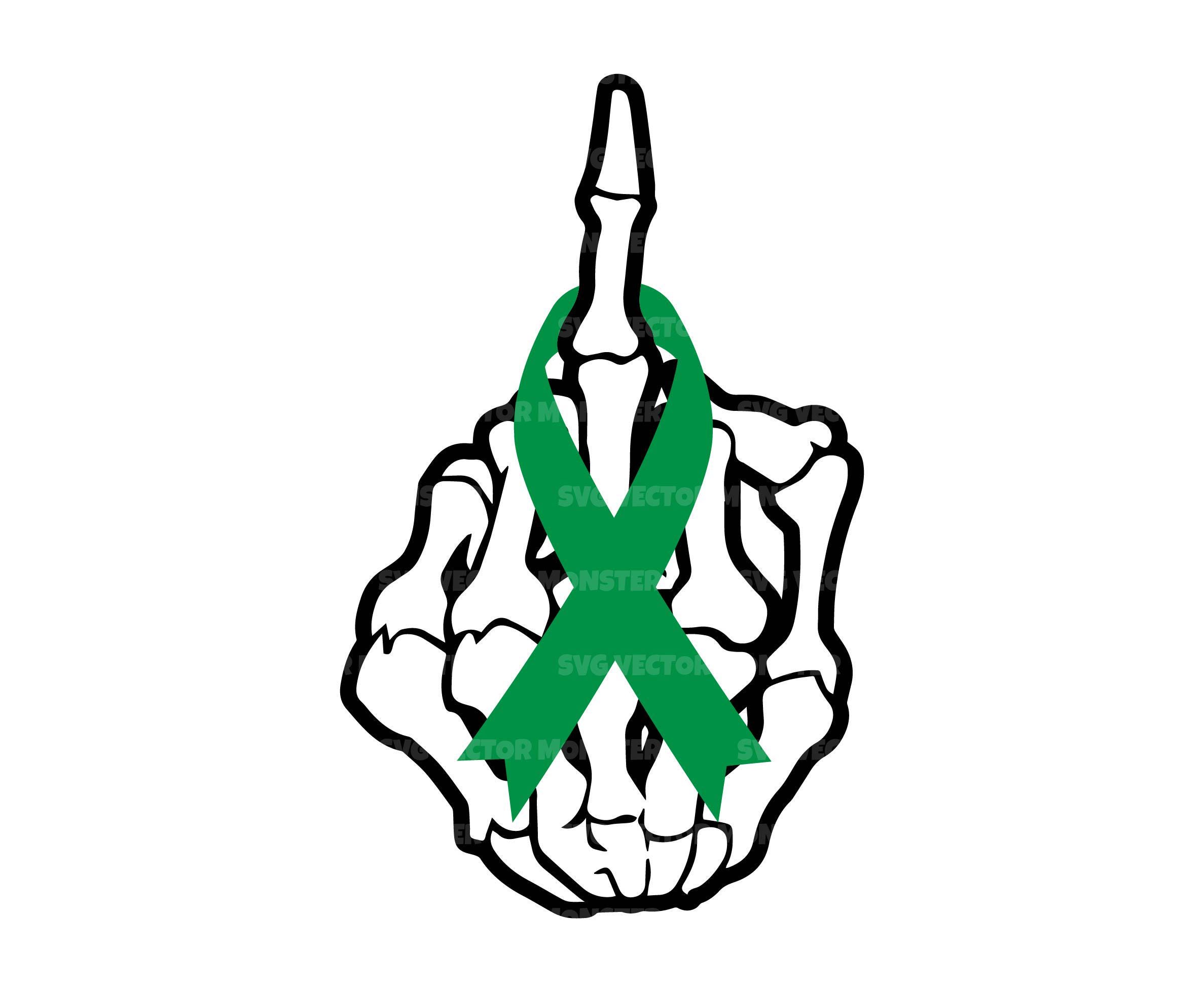 Green Ribbon Skeleton Middle Finger Svg, Liver Cancer Awareness, Fuck ...