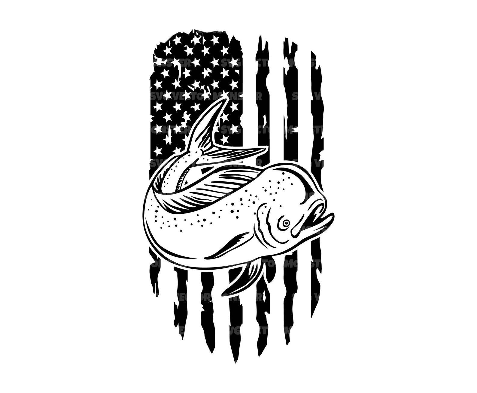 US Mahi Mahi Fish Svg, American Flag Svg, Dolphinfish Svg, Bass Fishing ...