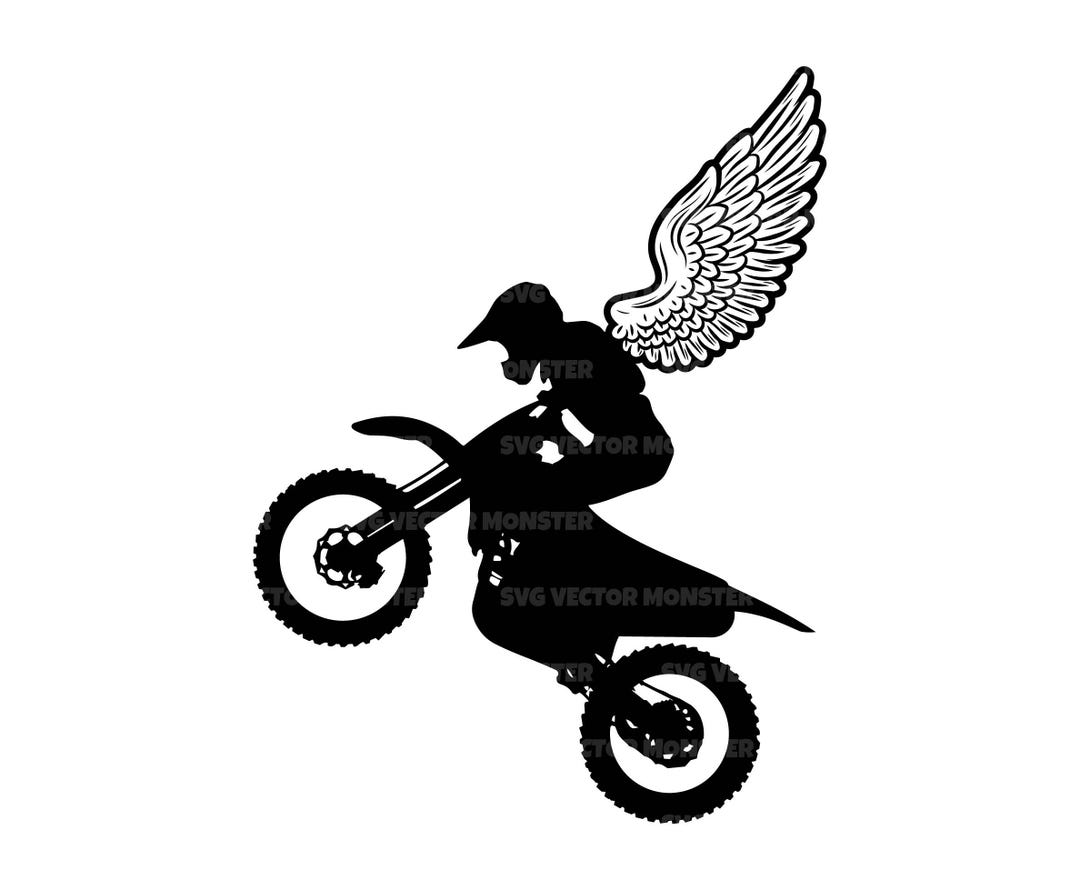 Motorbiker With Angel Wings Svg, Fallen Rider, Motorcycle Biker Tribute ...