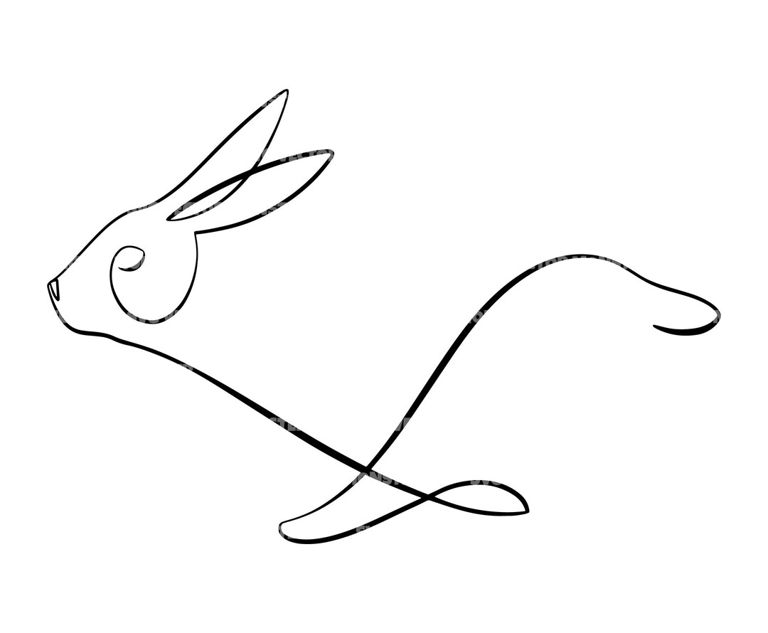 Rabbit One Line Drawing Svg, Minimalist Line Art, Cute Bunny Clipart ...