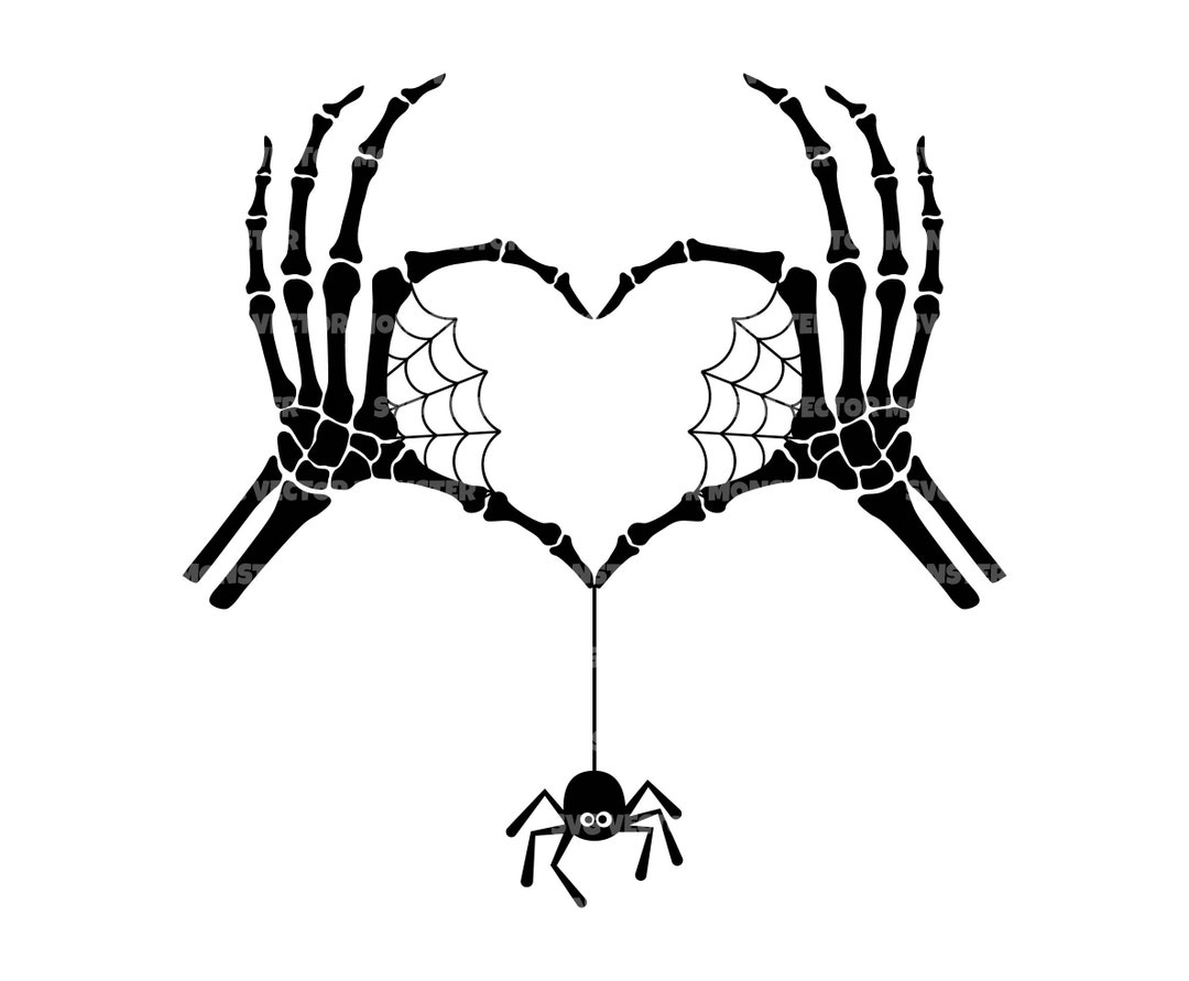 Skeleton Heart Hands Svg, Spider Svg, Spider Web Svg, Spooky Season ...
