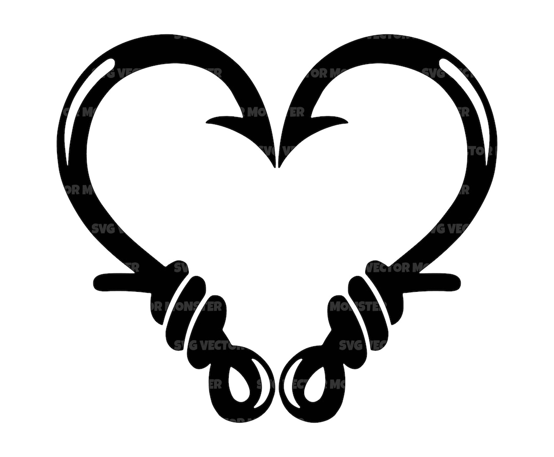 Heart Fish Hooks Svg, Bass Fishing Svg, Fishing Hook Svg. Vector Cut ...