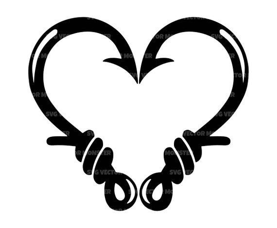 Heart Fish Hooks Svg Bass Fishing Svg Fishing Hook Svg. - Etsy UK