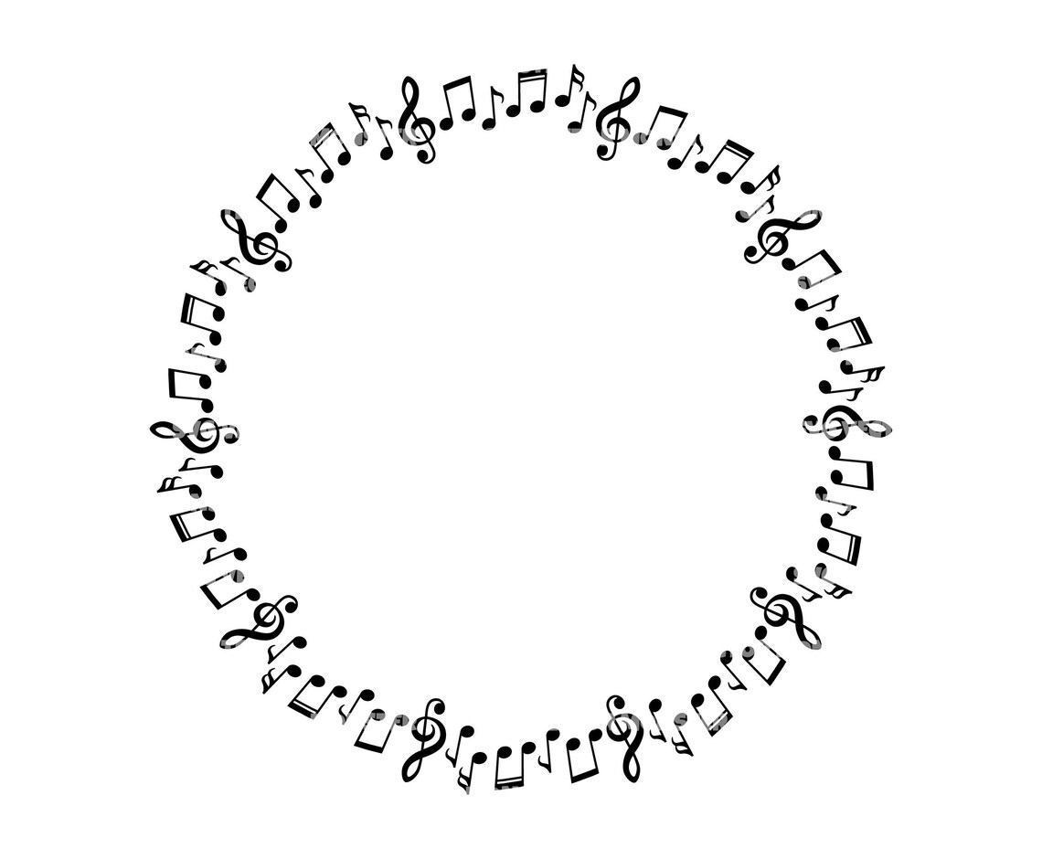 Music Note Circle Svg, Round Monogram Svg, Treble Clef, Music Notes ...