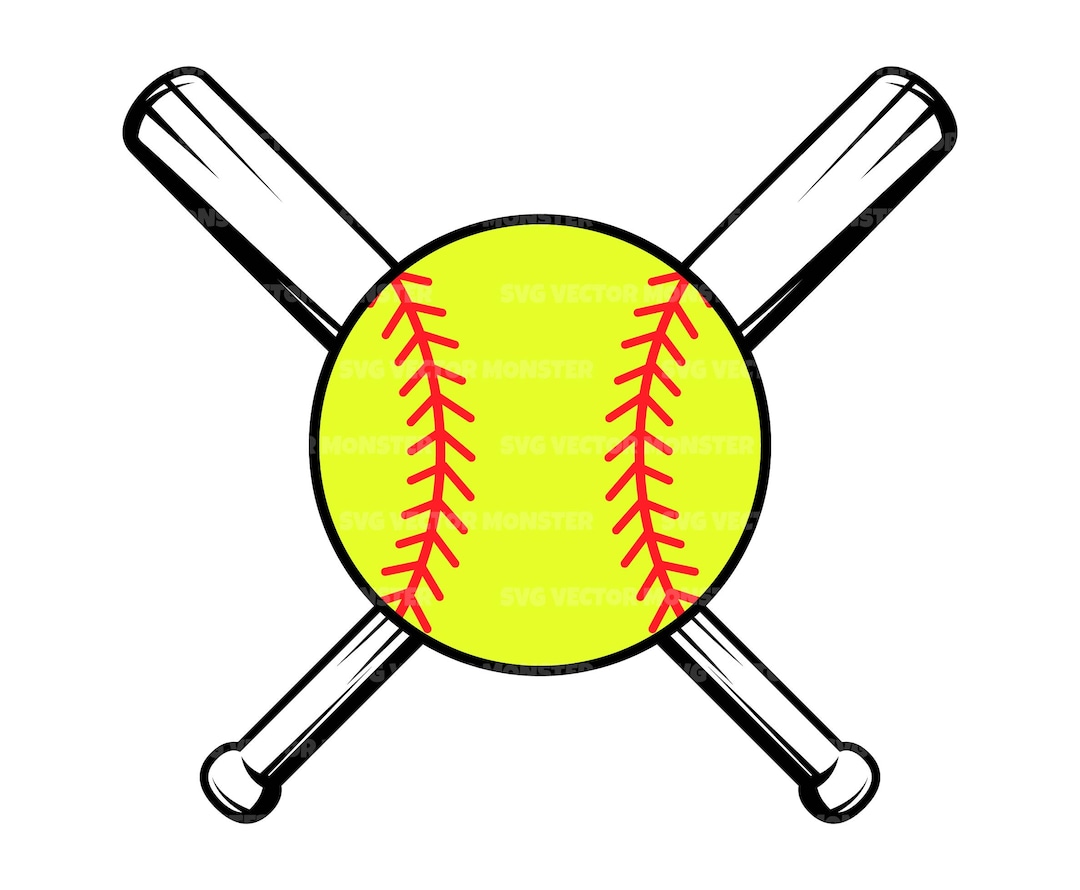 Softball Svg, Softball Mom Svg, Softball Monogram Svg, Crossed Softball ...