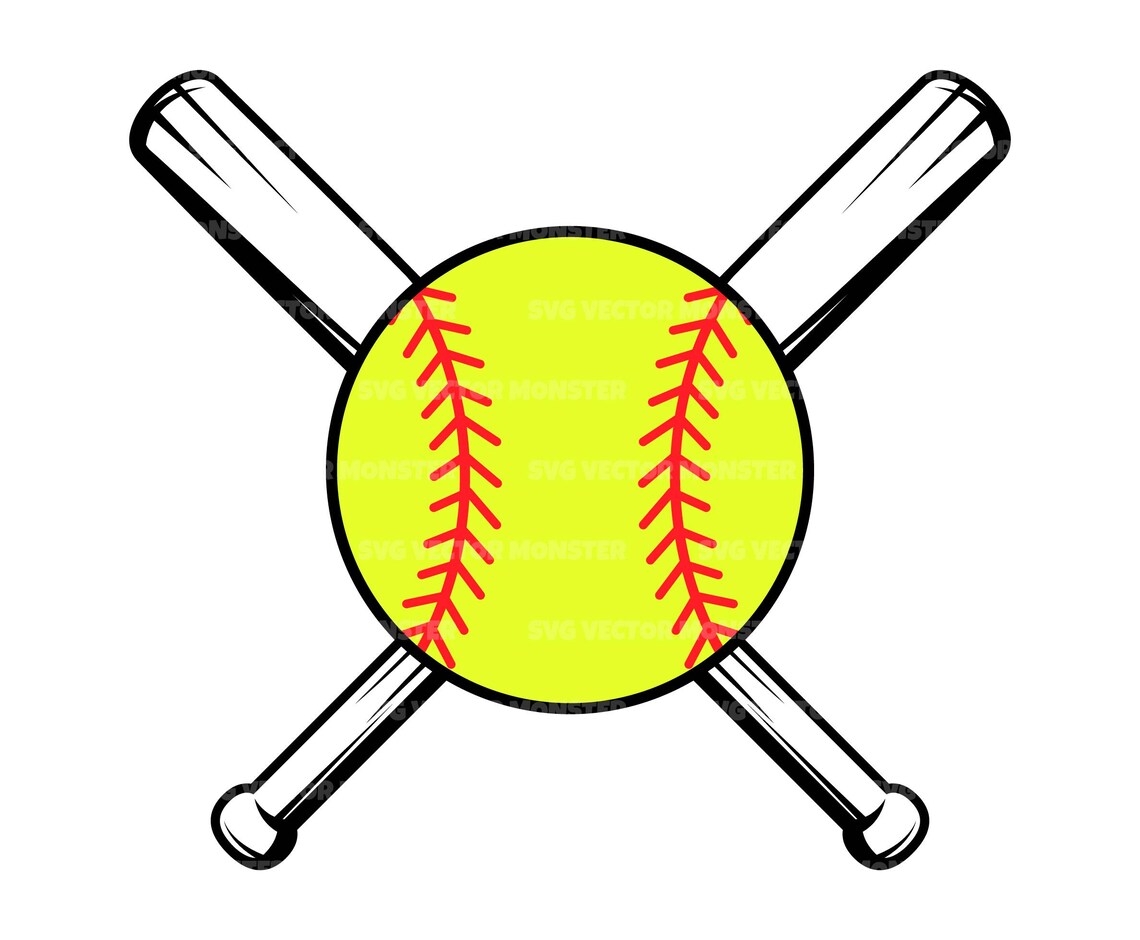 Softball Svg, Softball Mom Svg, Softball Monogram Svg, Crossed Softball ...