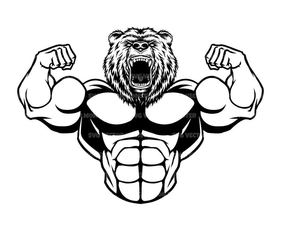 Bear Bodybuilder Svg, Biceps Svg, Muscle Svg, Gym, Strong Body, Fitness ...