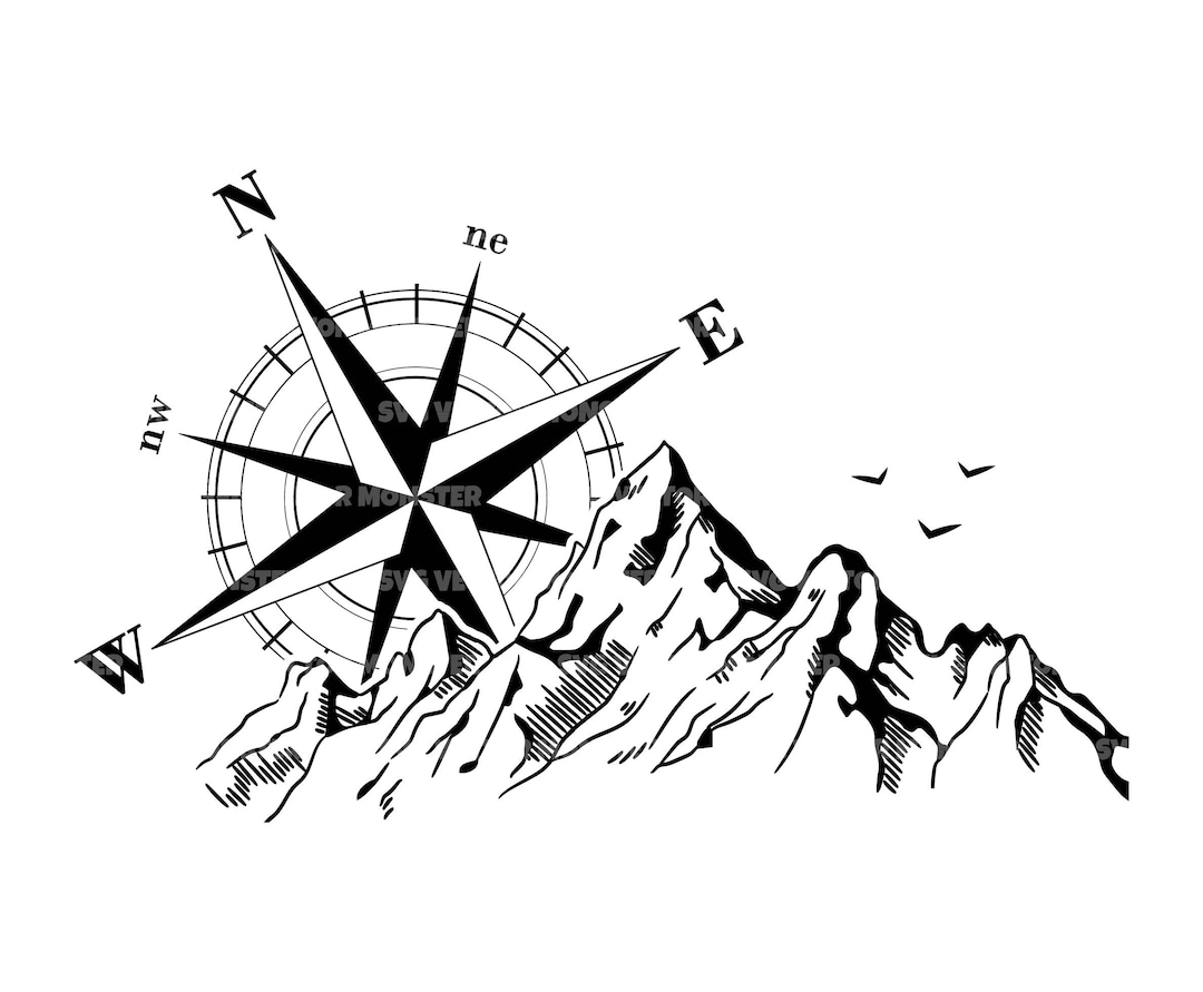 Compass Star Svg, Mountains Svg, off Road, Adventure, Outdoor. Vector ...