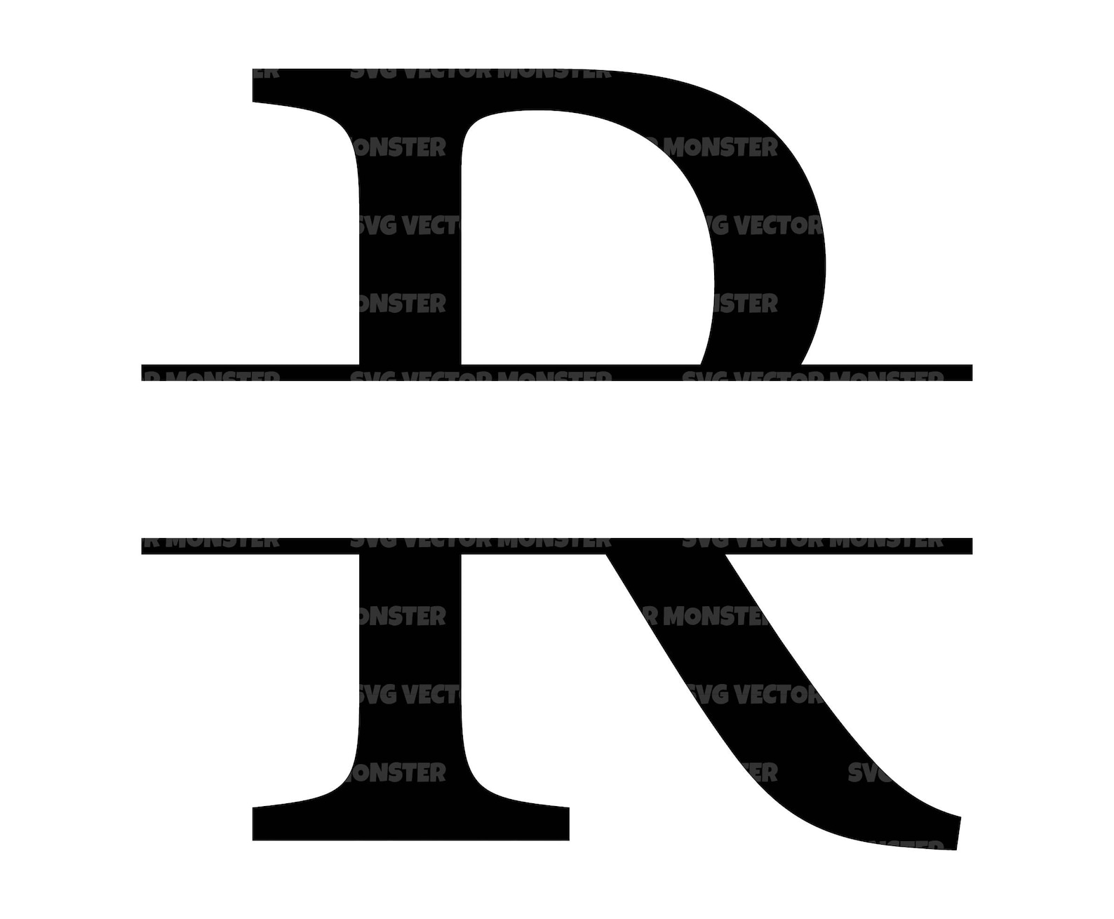 Uppercase R Letter Split Monogram Svg, Alphabet Split Name Frame, Split ...