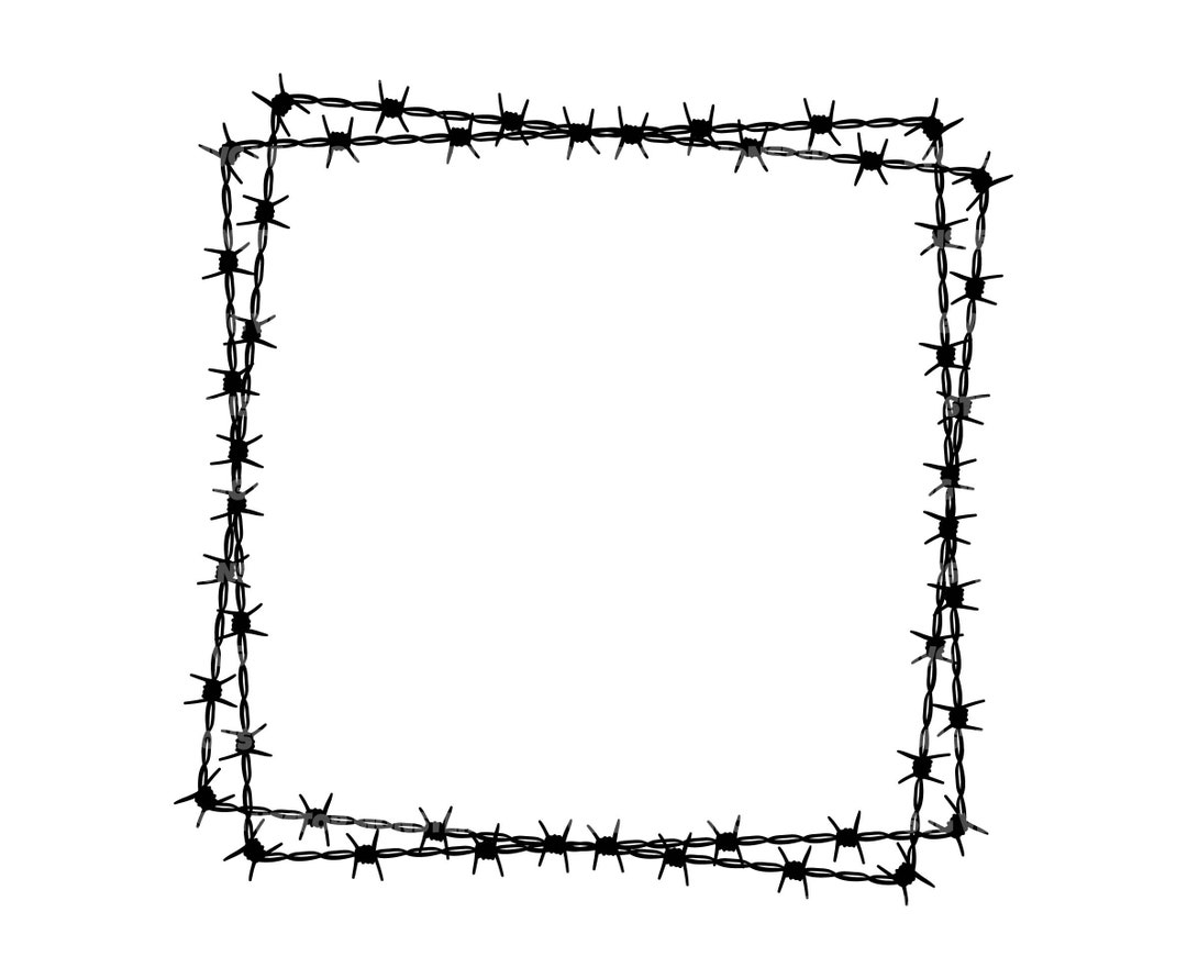 Barbed Wire Double Square Frame Svg, Barb Wire Wreath Svg, Fence Svg ...