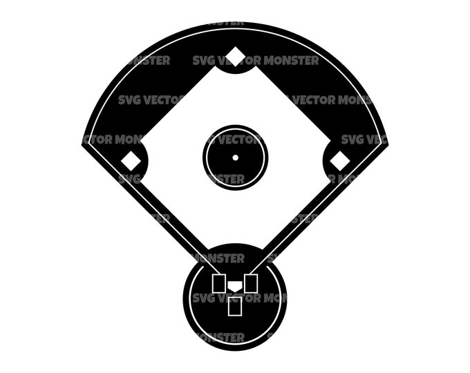 Baseball Diamond Field Vector Clipart Set / Outline & Stamp Graphic ...