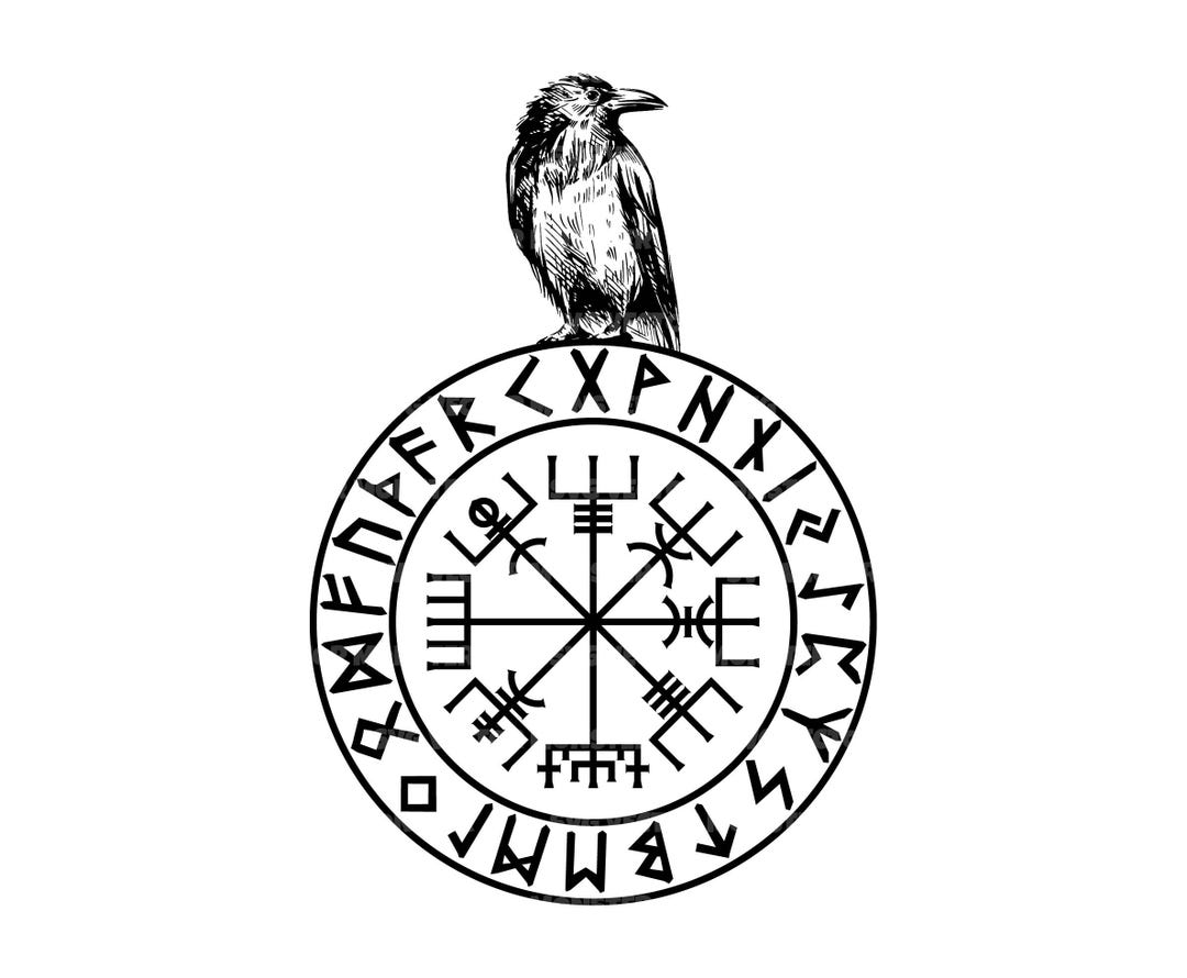 Vegvisir Svg, Viking Compass Svg, Ravens Hugin and Munin, Viking Runes ...
