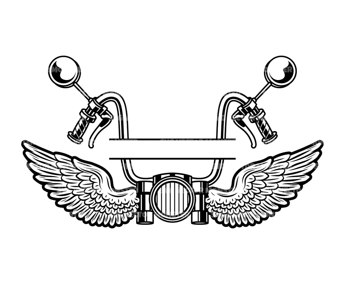 Motorcycle Handle Bars Svg, Wings Svg, Motorcycle Monogram Png ...