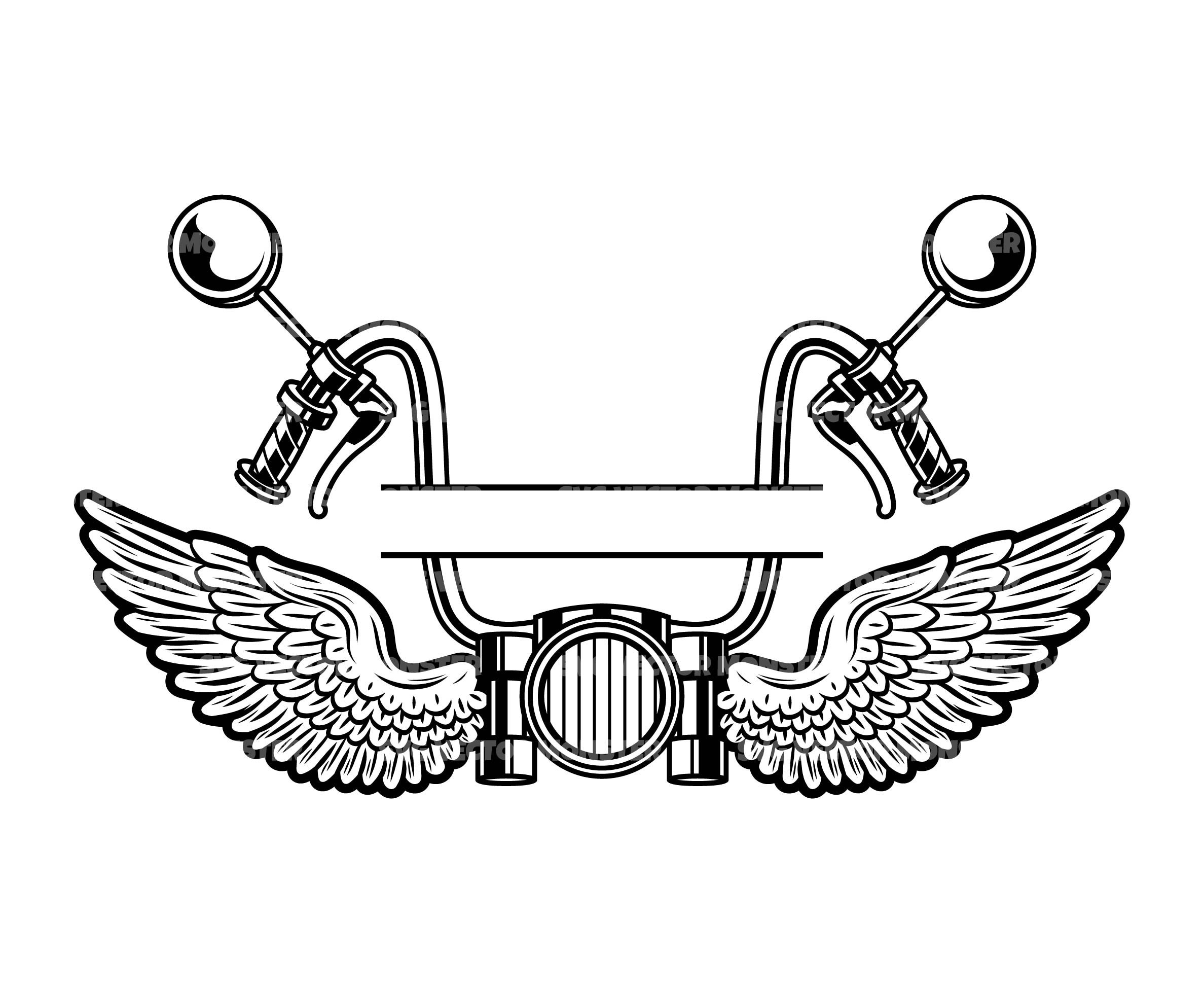 Motorcycle Handle Bars Svg, Wings Svg, Motorcycle Monogram Png ...
