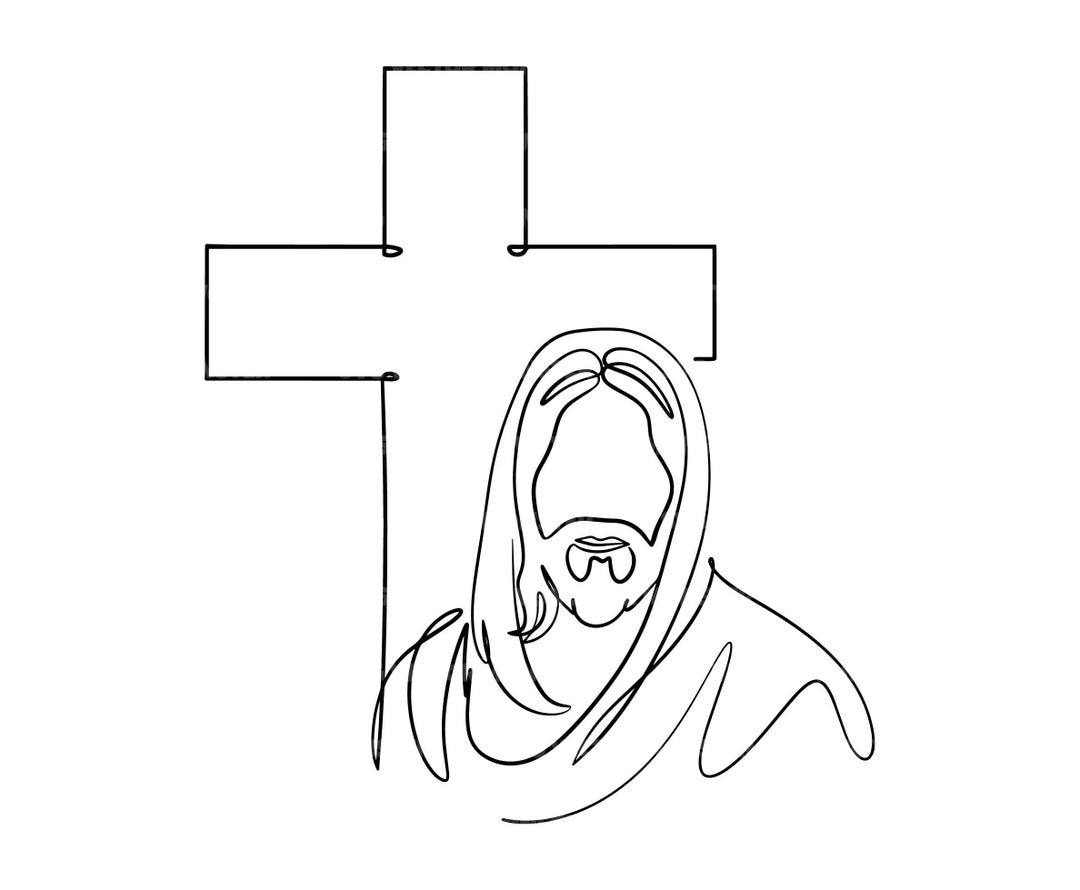Jesus Christ One Line Drawing Svg, Jesus Minimalist Line Art, Jesus ...