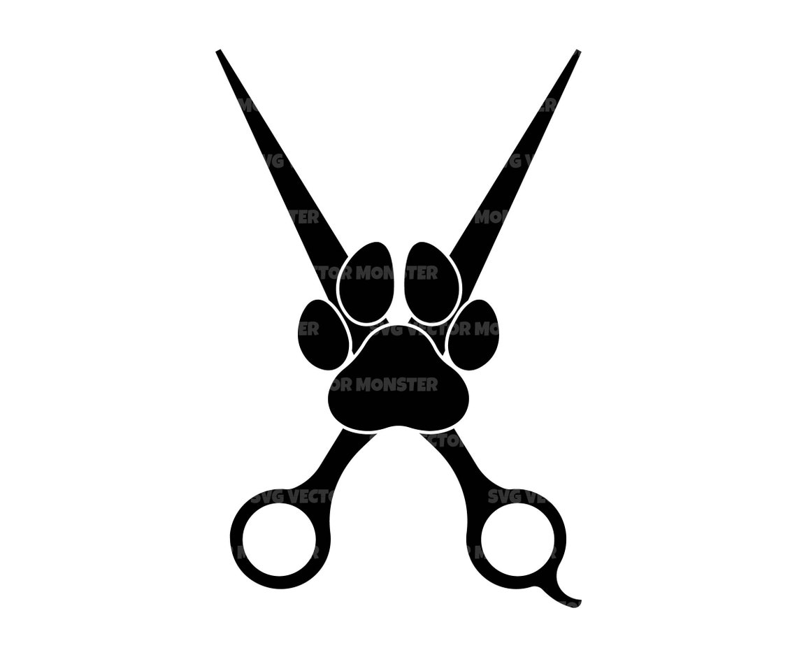 Dog Paw on Scissors Svg, Dog Groomer Shirt, Dog Grooming Svg. Vector ...