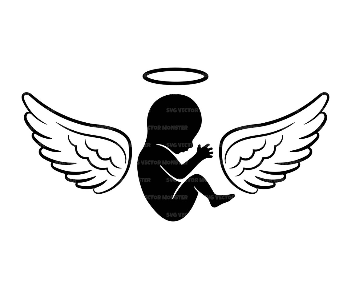 Angel Baby Svg, Angel Wings and Halo, Infant Loss Memorial Svg, Miscarriage Svg. Vector Cut File ...