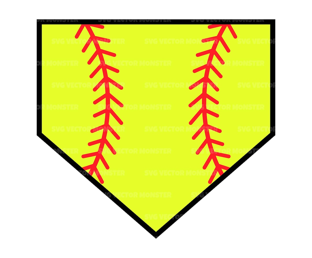 Softball Home Plate Svg, Red Stitch Svg, Home Run, Softball Mom ...