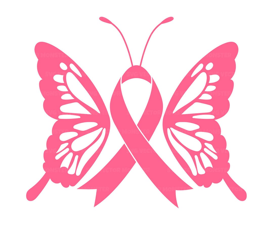 Pink Ribbon Butterfly Svg. Breast Cancer Awareness, Fight Cancer ...