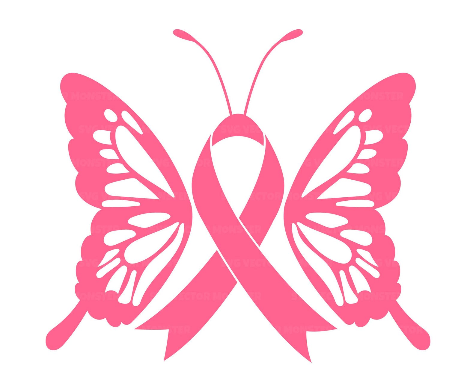 Pink Ribbon Butterfly Svg. Breast Cancer Awareness, Fight Cancer ...