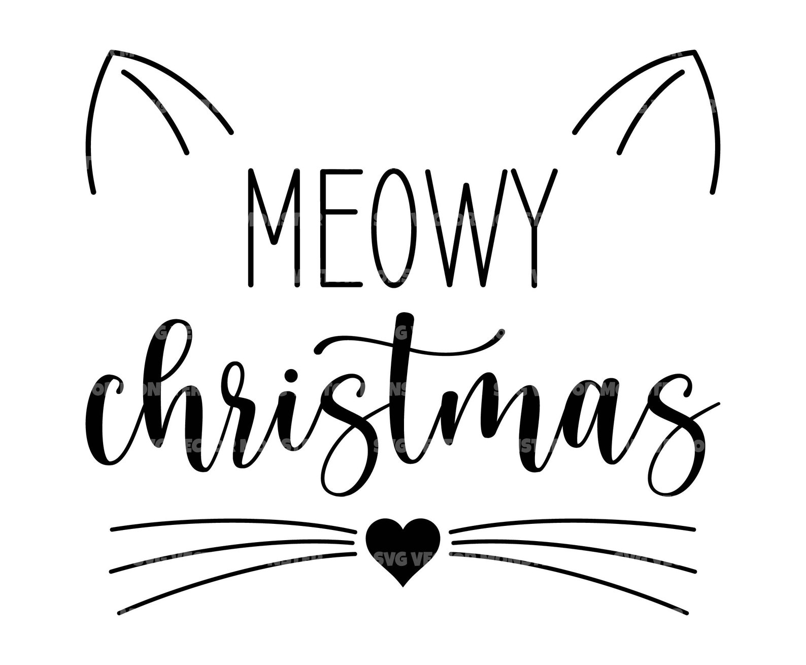 Meowy Christmas Svg, Meowy Catmas Svg, Cat Christmas Svg. Vector Cut ...