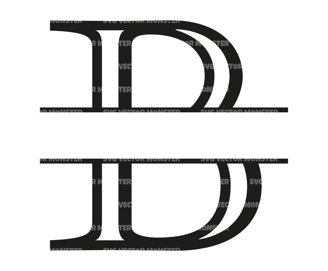 B Letter Split Name Monogram Svg, Alphabet Split Name Frame, Split Font ...