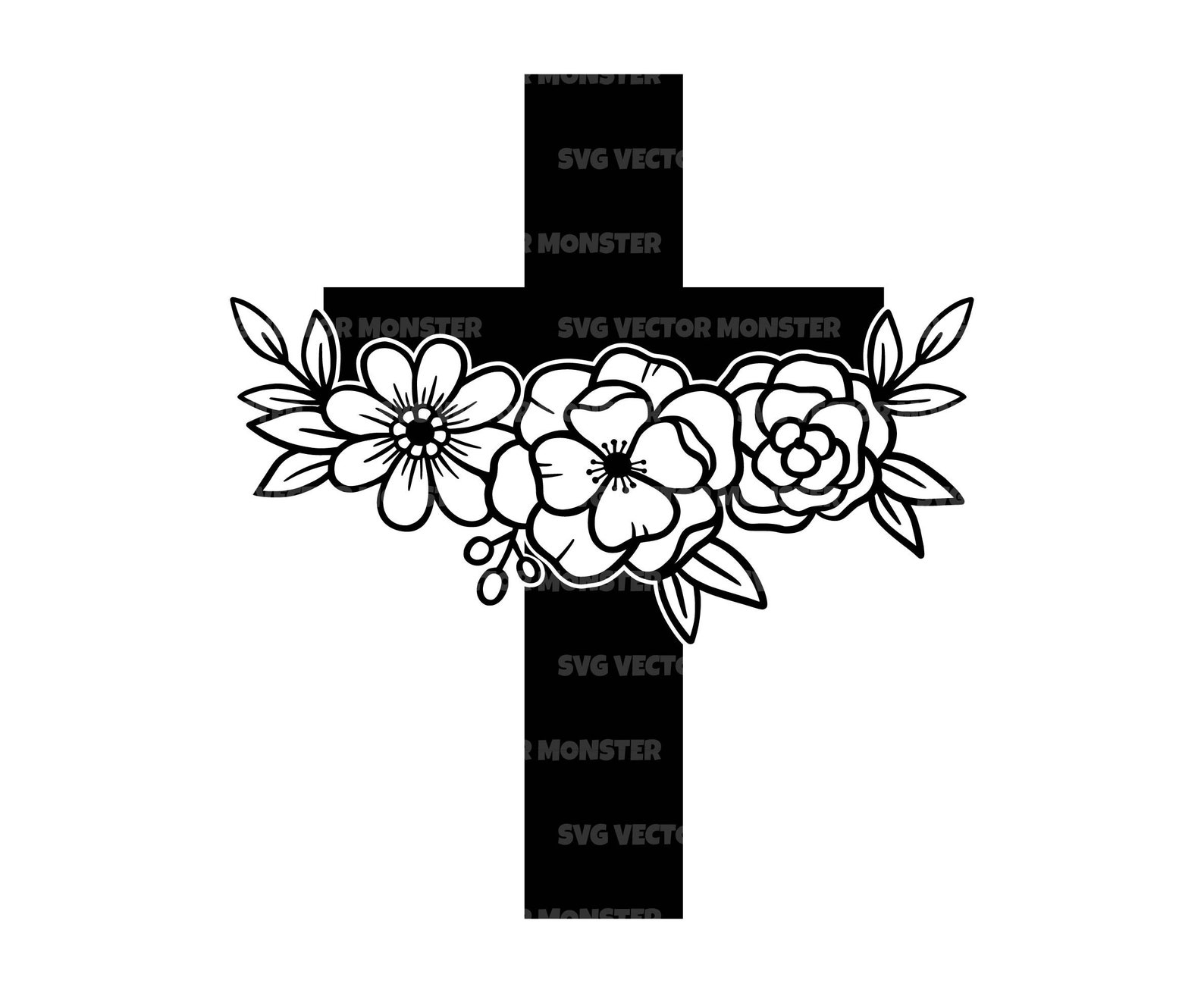 Floral Christian Cross Svg, Flower Cross Svg, Jesus Christ, Faith Over ...