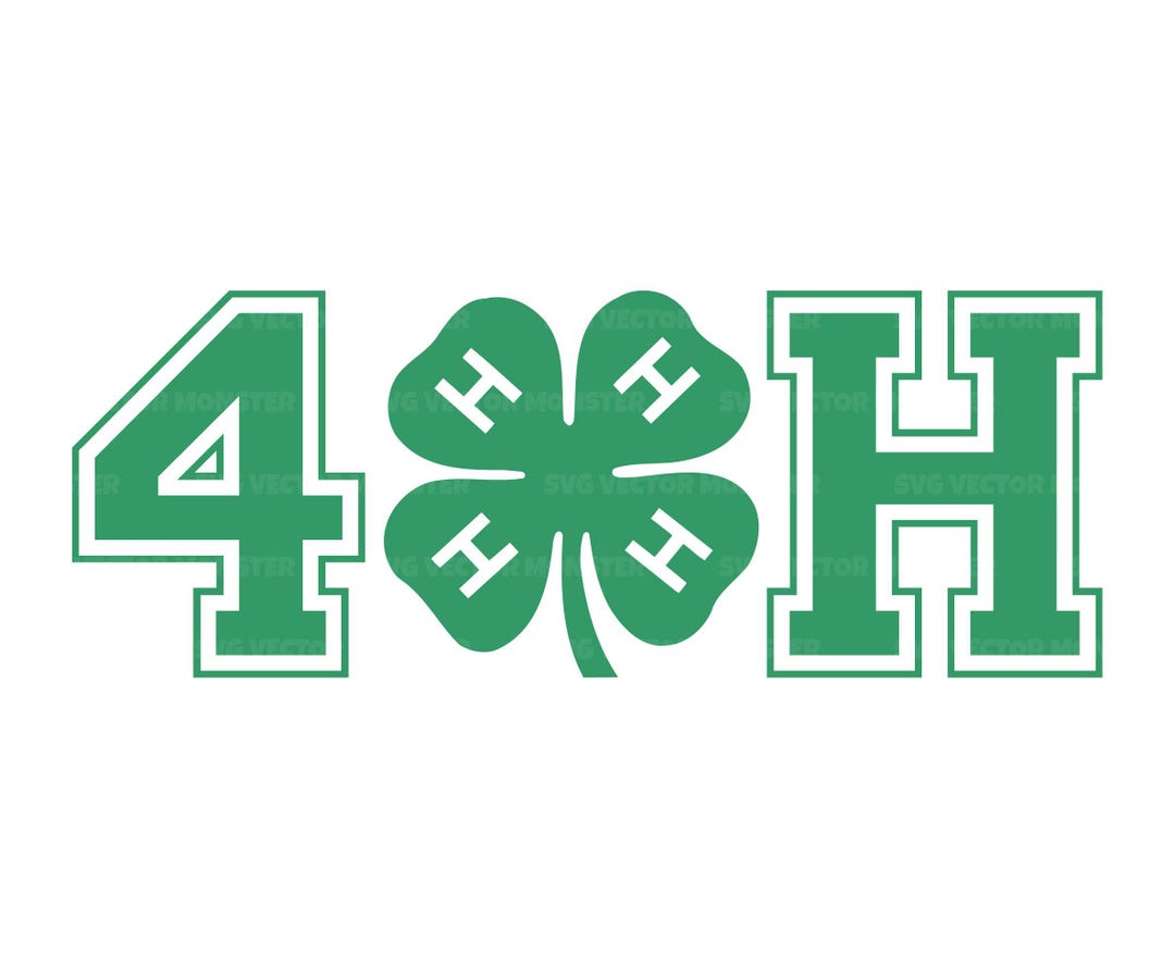 4H Clover Svg, 4-H Clover Png, 4H Clipart, Green Four Leaf Clover Svg ...