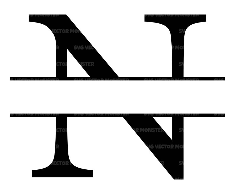 Uppercase N Letter Split Monogram Svg, Alphabet Split Name Frame, Split ...