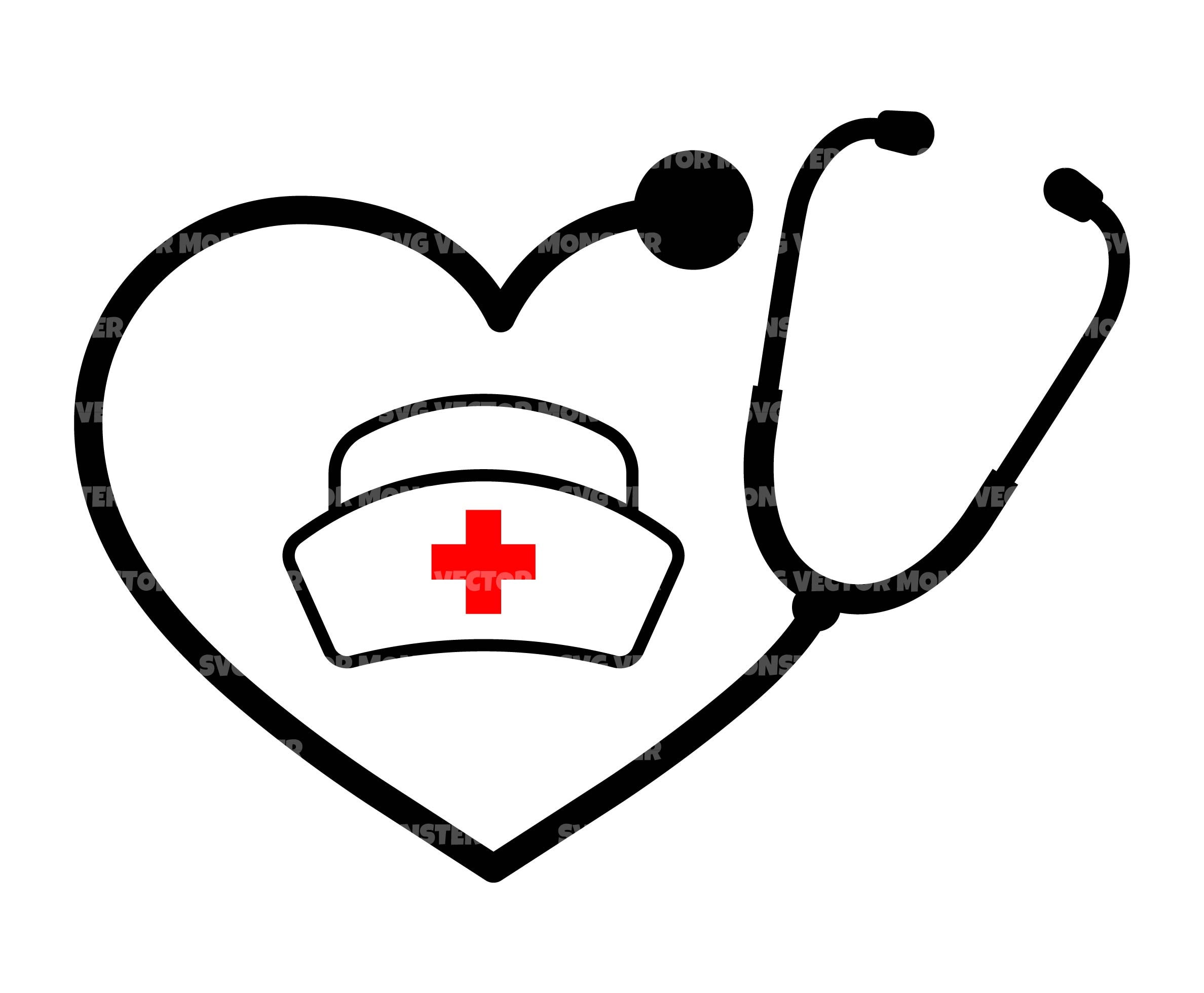 Heart Stethoscope Svg Nurse Hat Svg Nurse Life Svg. Vector - Etsy México