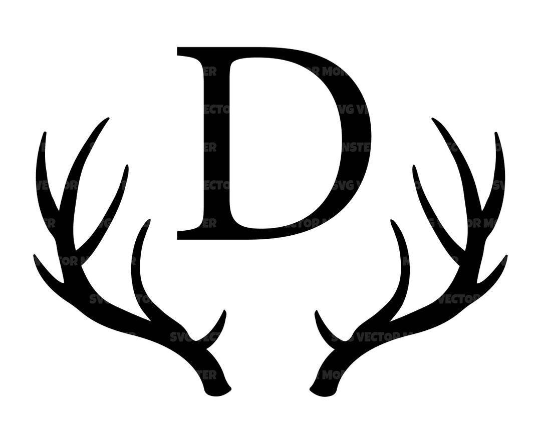 D Letter Deer Antler Monogram Svg, Reindeer Antler Alphabet, Rustic ...