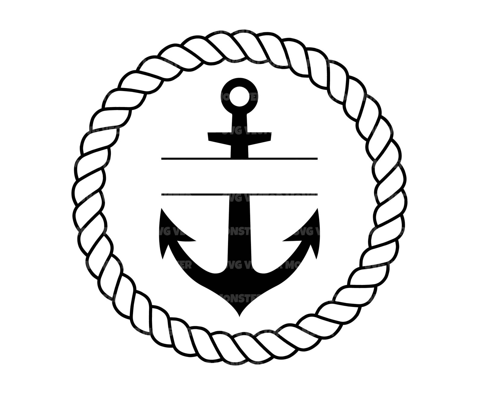 Anchor Monogram SVG, Circle Rope Svg, Nautical Svg, Rope Border Svg ...