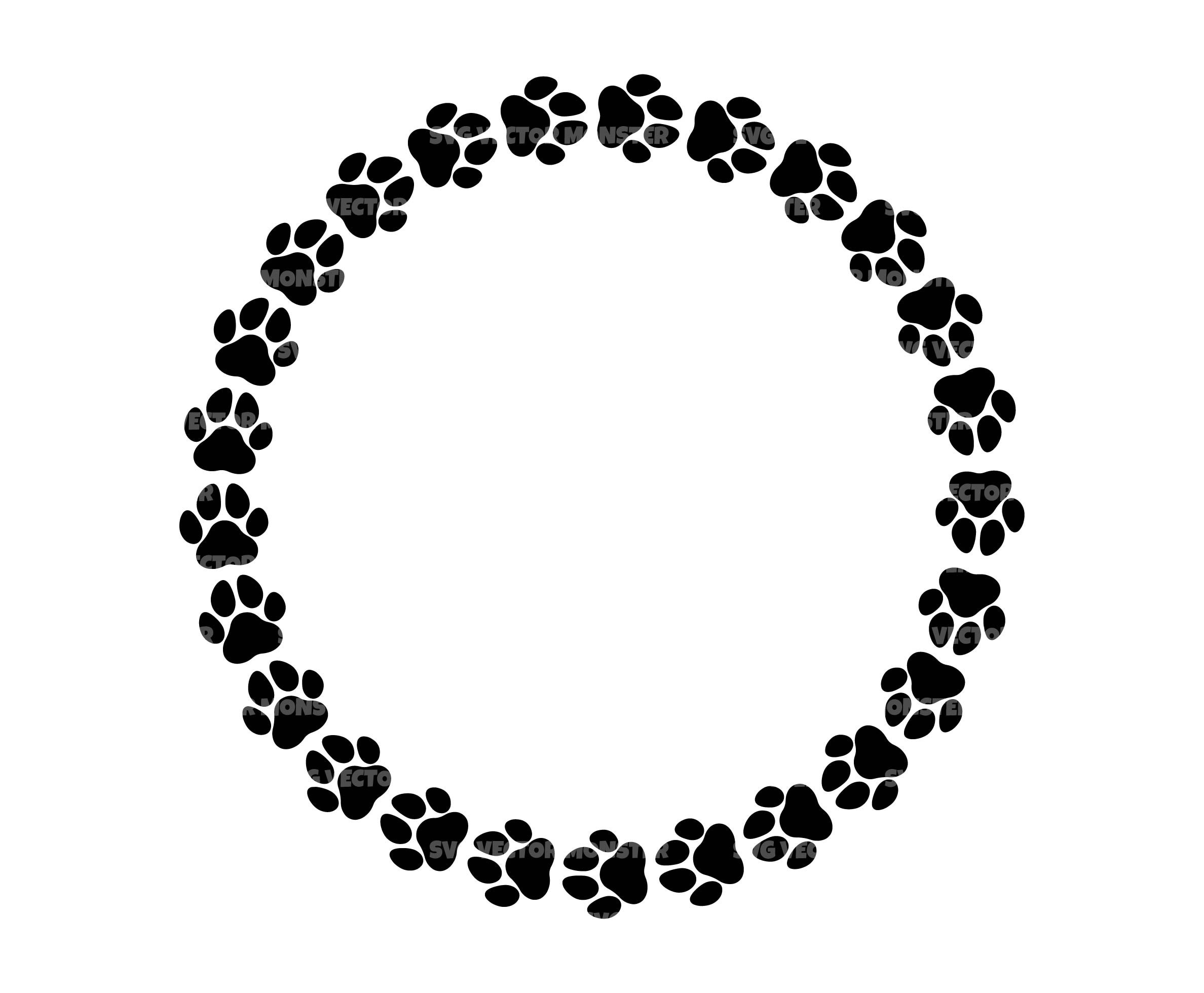 Dog Paw Print Svg Circle Monogram Svg Paw Frame Svg Paw - Etsy Singapore