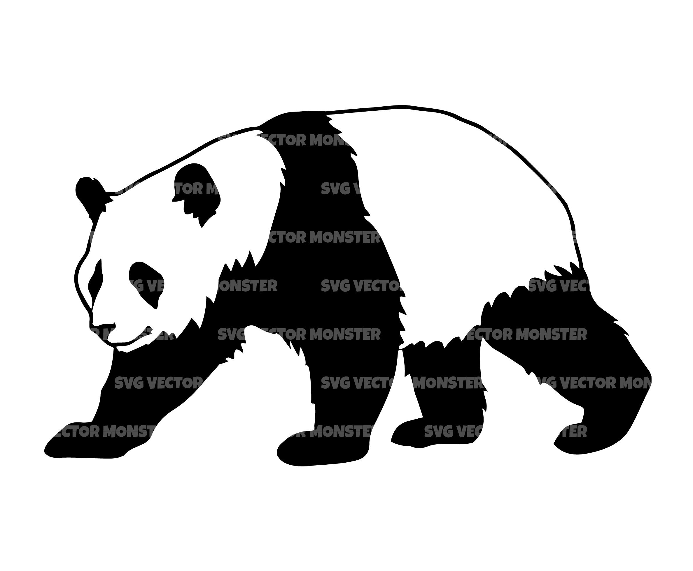 Panda Svg Panda Stencil Panda Silhouette. Vector Cut File - Etsy UK