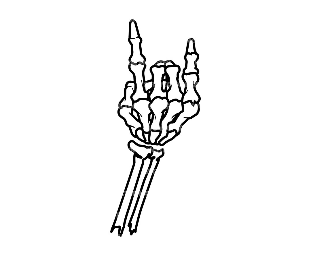 Skeleton Devil Horns Svg, Rock Horns Svg, Rock and Roll. Vector Cut ...