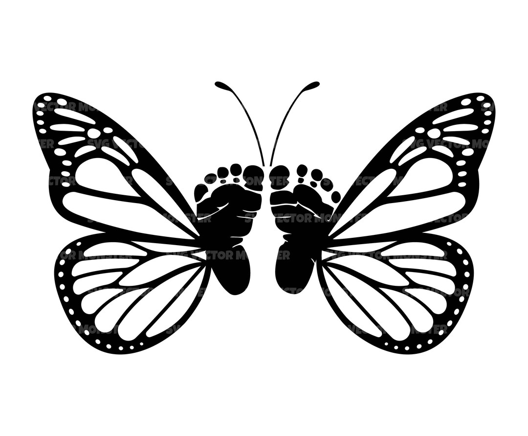 Baby Footprint Butterfly Svg, Baby Feet Svg, Pregnancy Reveal Svg ...