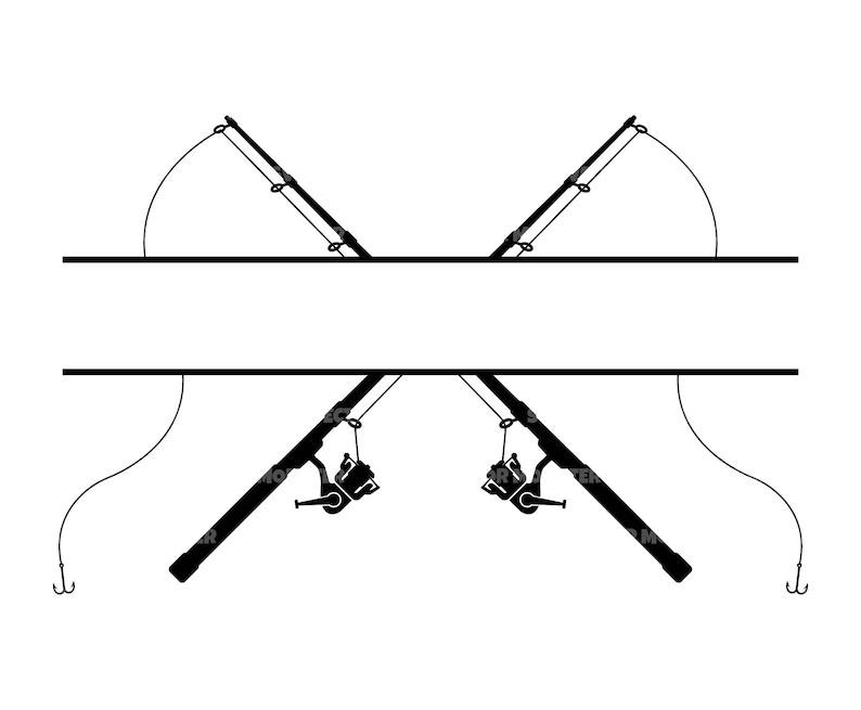 Crossed Bass Fishing Rods Monogram Svg Fishing Pole Split - Etsy