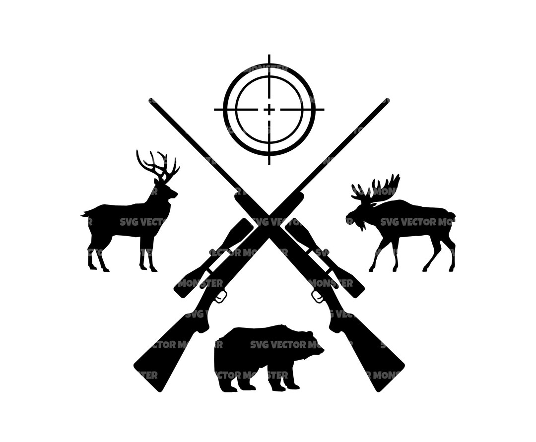 Crossed Scoped Rifles Svg, Reindeer Svg, Bear Svg, Moose Svg, Target ...
