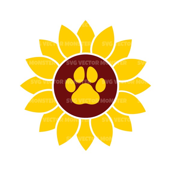 Sunflower Paw Print Svg. Dog Paw Cat Paw. Vector Cut File for - Etsy UK