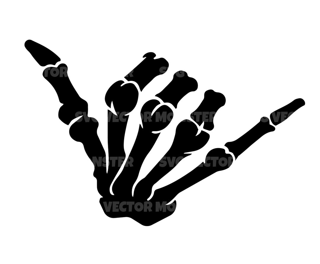Shaka Skeleton Hand Sign Svg. Vector Cut File for Cricut, Silhouette ...