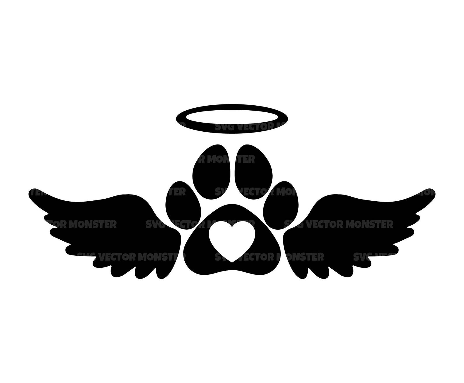 Pet Memorial Svg, Angel Paw Print Png, Pet Cat Loss, Dog Memorial Svg ...